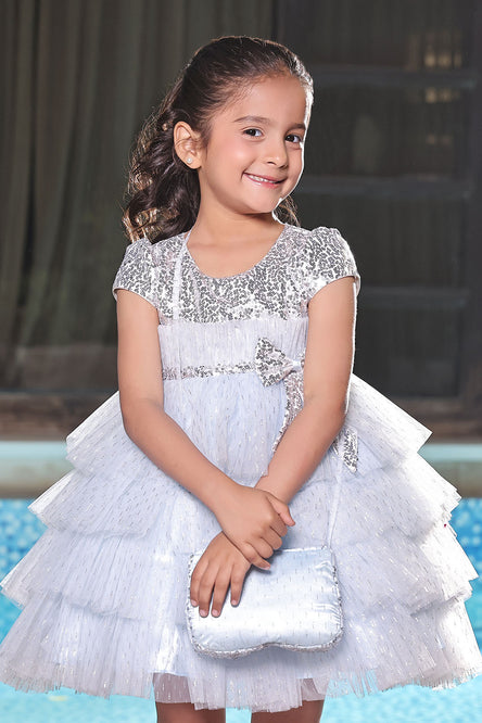 Floral Self Sequins Fancy Frock | New Arrivals | F2334 – SANA'S