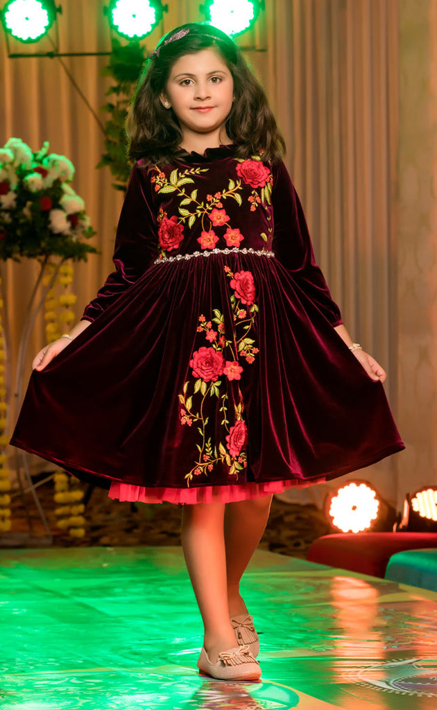 Embroidered Velvet Frock | FW18 | F2000 – SANA'S