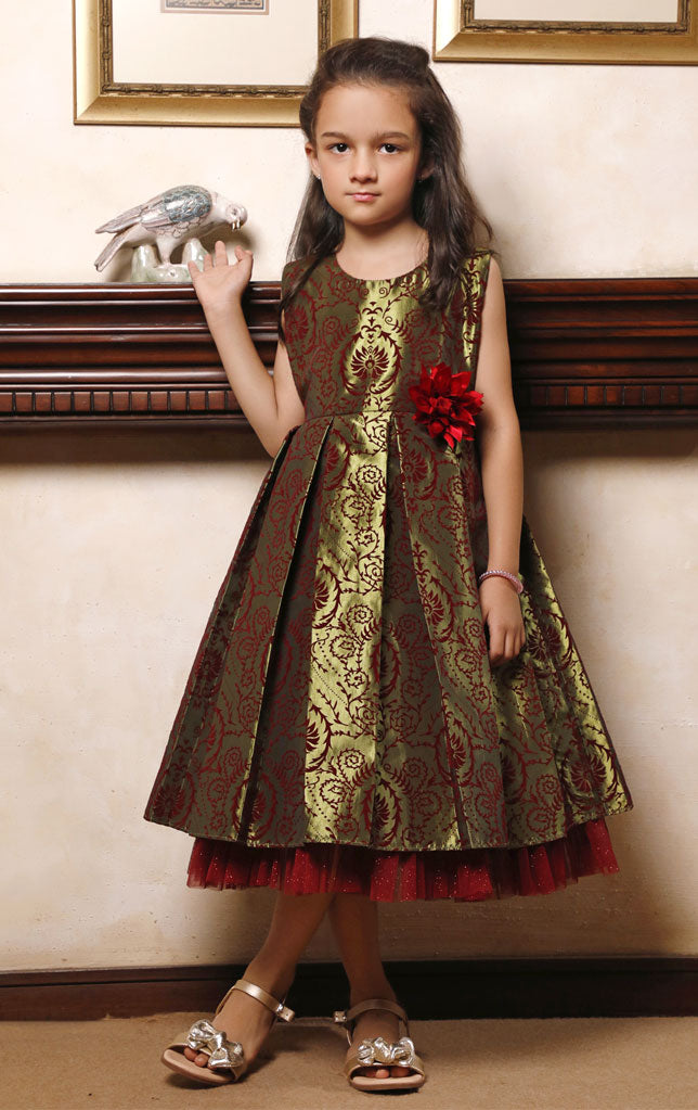 Box Pleated Flocked Taffeta Frock | WC1920 | F2043 – SANA'S