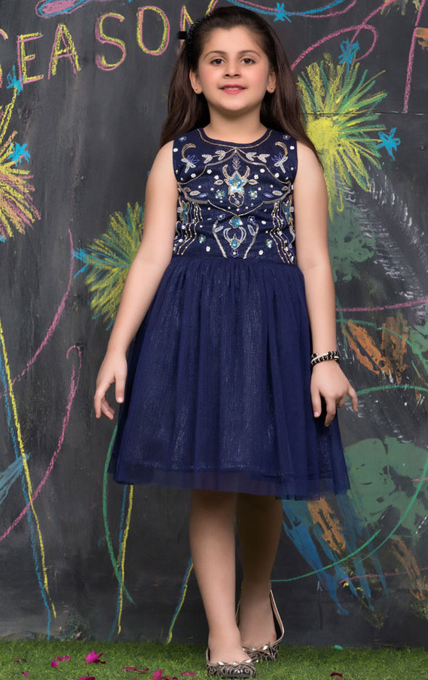 Embroidered Jersey Net Frock | SS18 | F959 – SANA'S