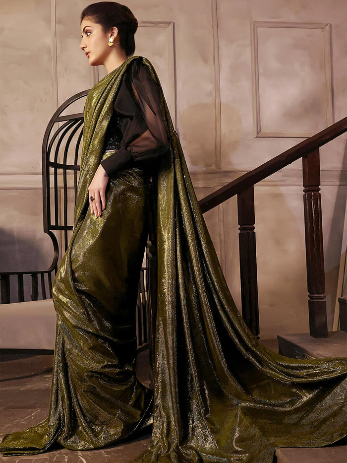 Solid Moonlight Saree with Sequins Puffed Top | COCKTAIL | SR202236 ...